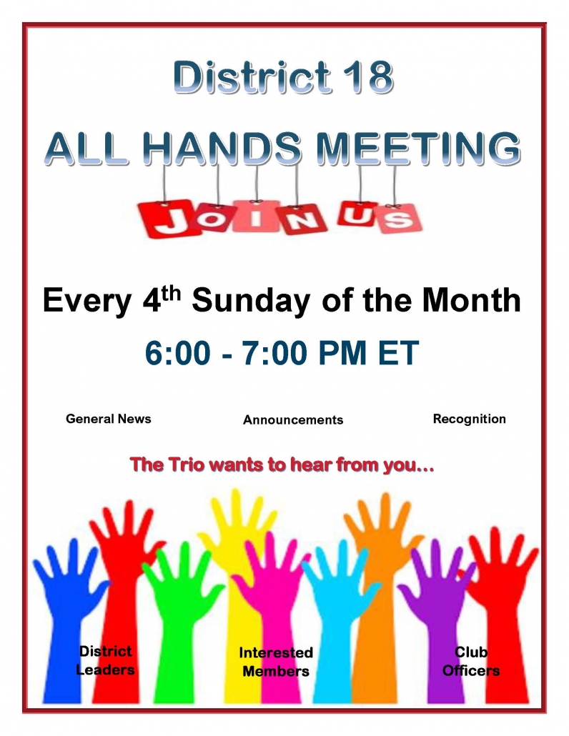 TM_D18_ALL HANDS FLYER v1.0 - District 18 Toastmasters