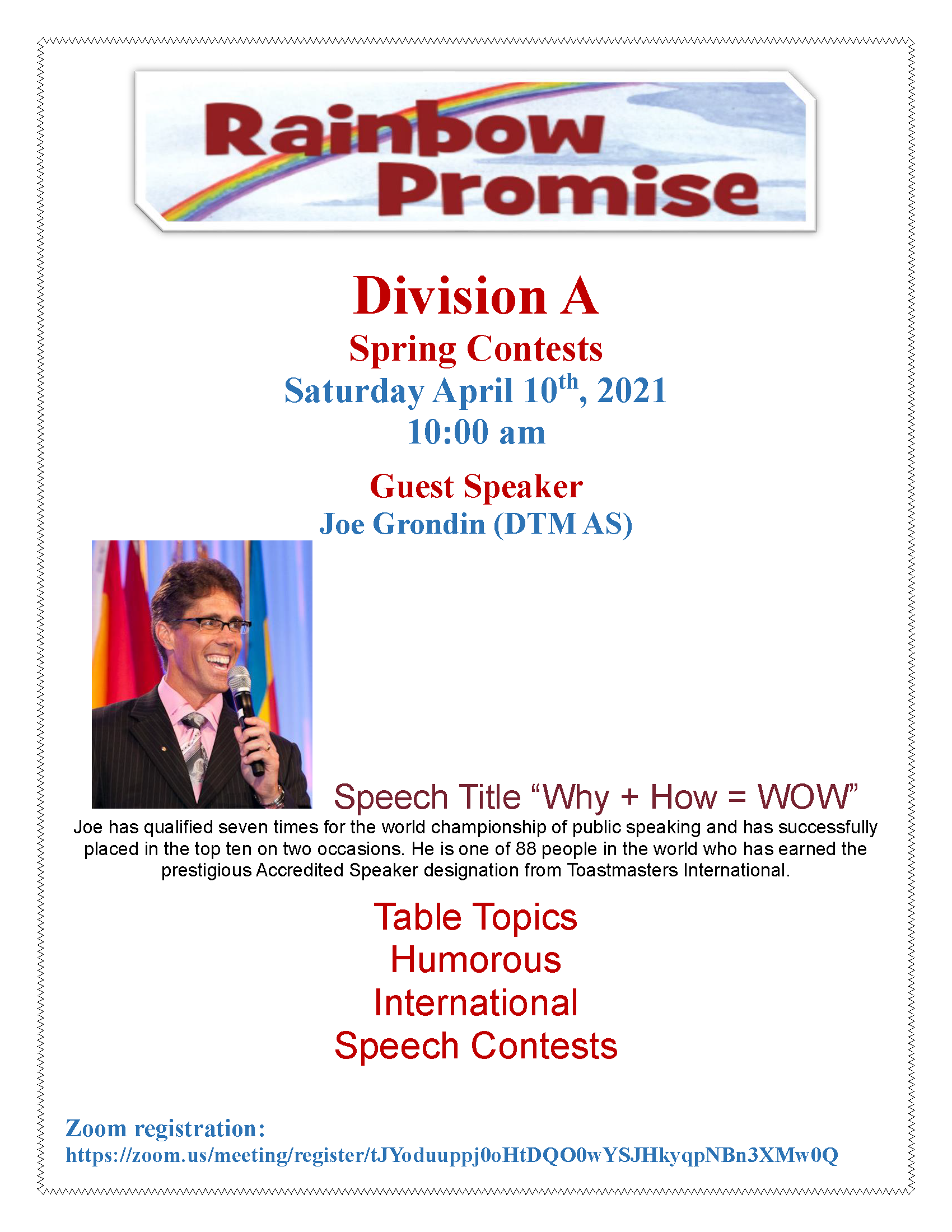 Division A Spring Contest Revised Flyer 2021 #A - District 18 Toastmasters