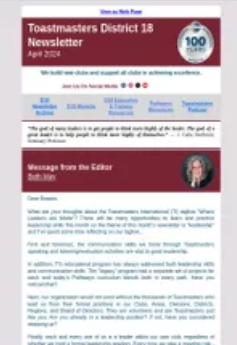 Newsletter Archive - District 18 Toastmasters