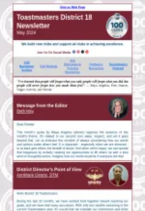 Newsletter Archive - District 18 Toastmasters